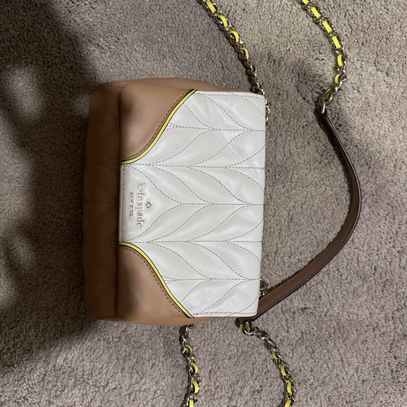 kate spade | Bags | Kate Spade White And Tan Shoulder Bag With ...